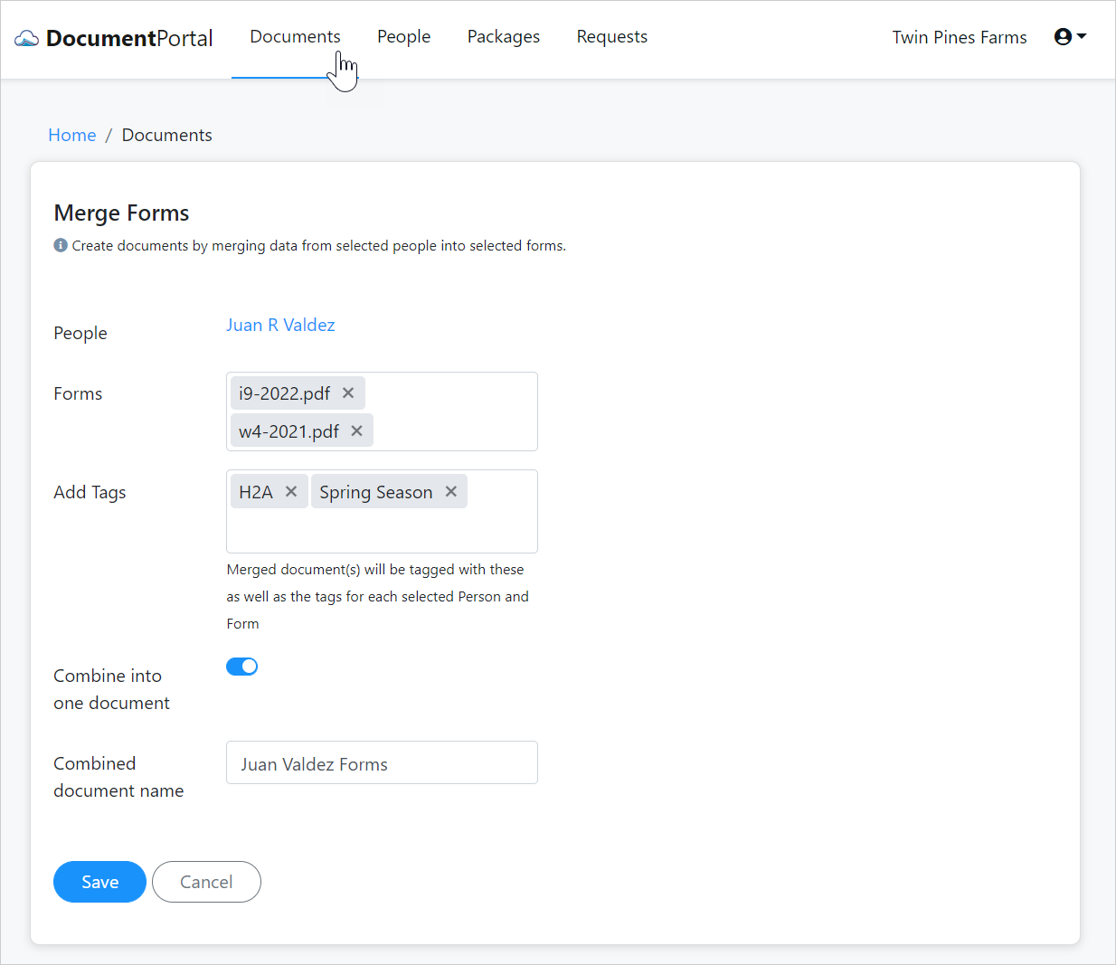 Merge data into Forms – Document Portal, LLC