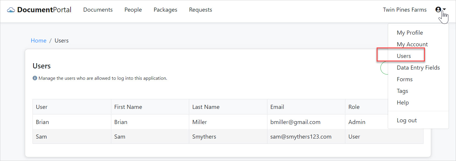 Users List – Document Portal, LLC