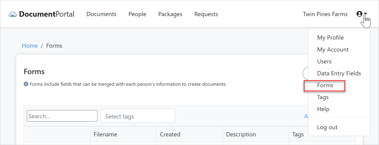 Forms List – Document Portal, LLC