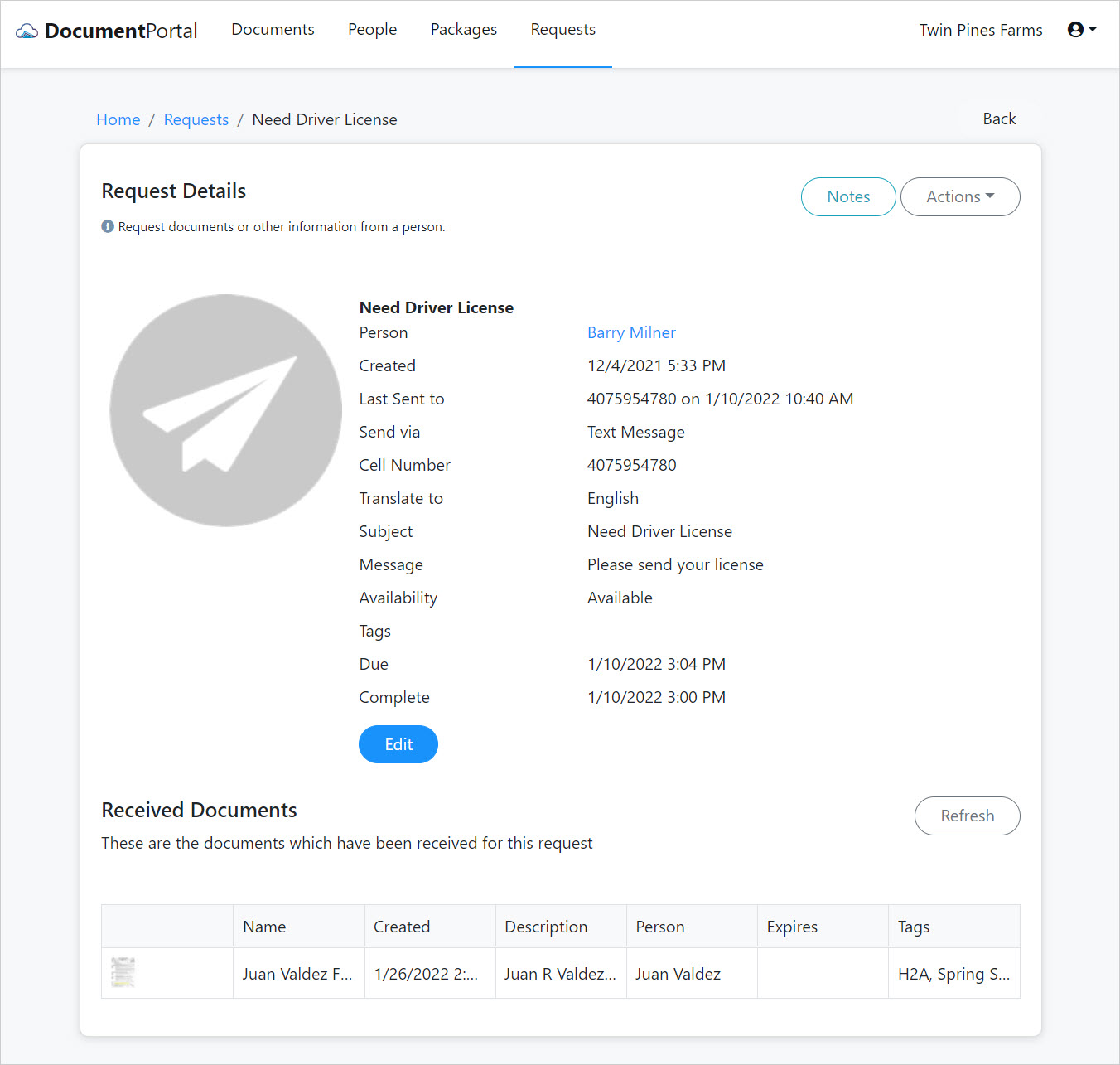 Request Details – Document Portal, LLC