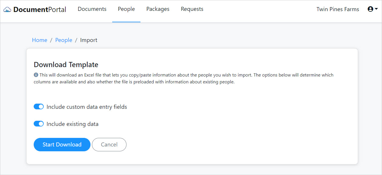 The Import Template – Document Portal, LLC