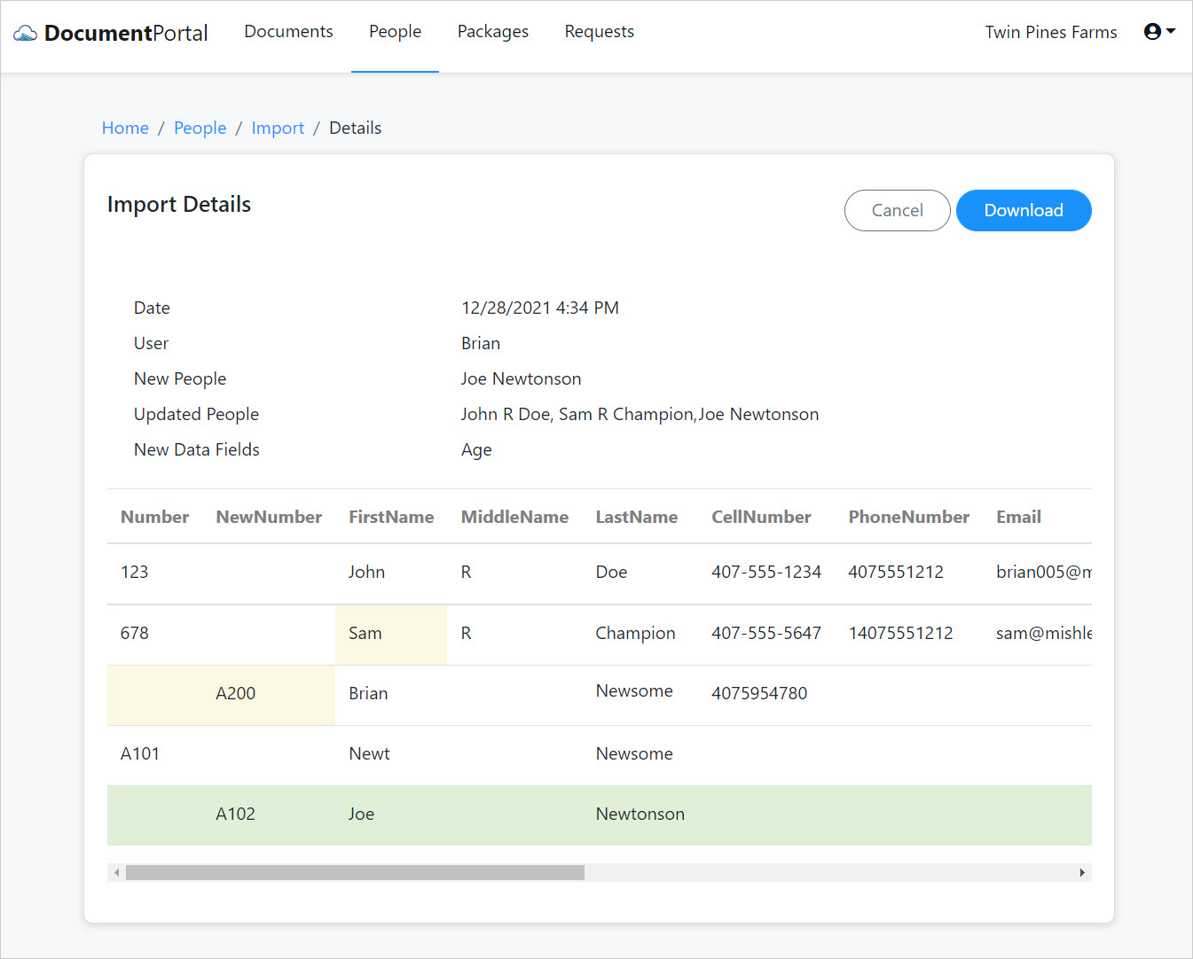 Import Details – Document Portal, LLC