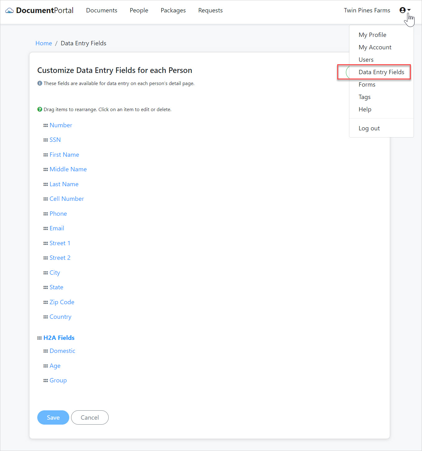 How do I customize the data entry screen? – Document Portal, LLC